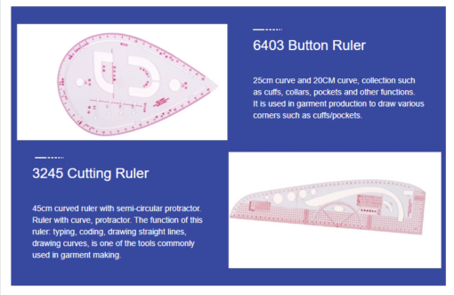 7 Piece French Curve Ruler Set- Metric - Stitch and Go